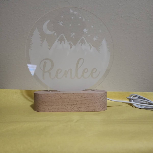 Mountains Custom Name Light | Personalized Bedroom LED Cloud Decor Sign ...