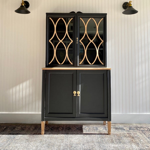 SOLD! Hutch Vintage Secretary Desk Secretary Hutch Dresser Cane ...