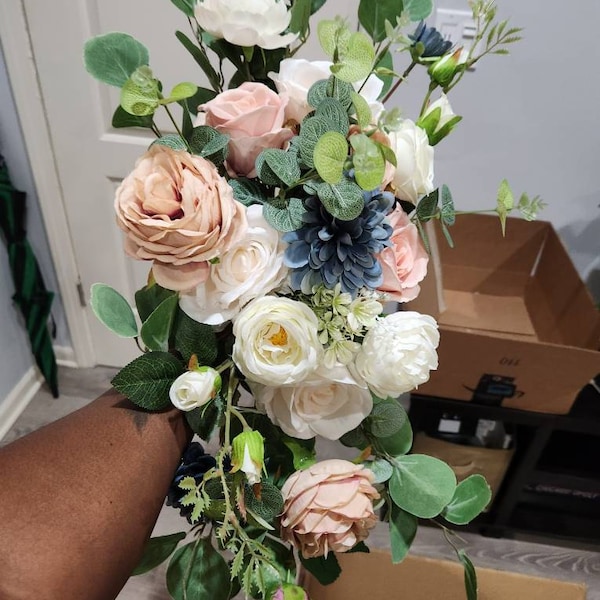 Dusty Blue and Dusty Pink Wedding Archway Flower, Dusty Blue Wedding ...