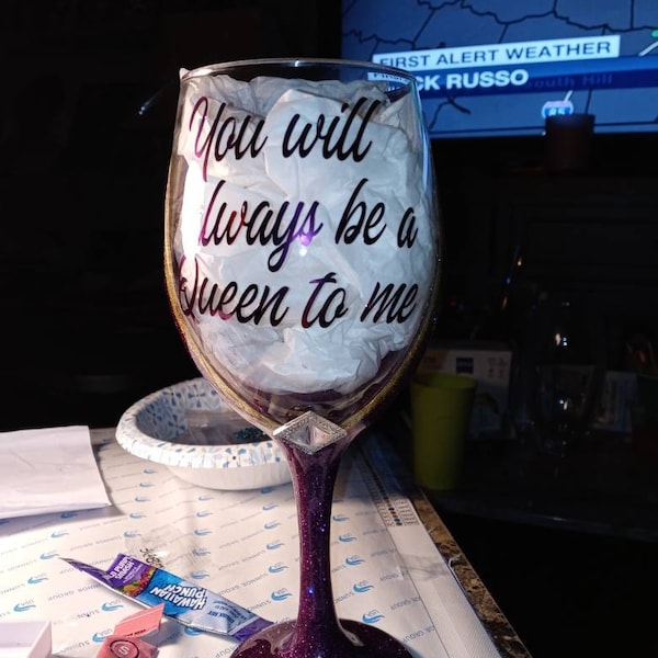 Personalized, Glitter, Rhinestone, Wine Glasses,smooth Finish ...