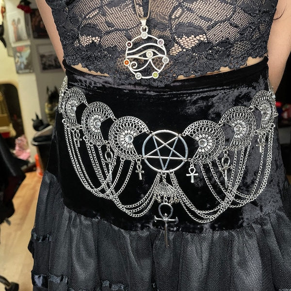Vampire Ankh Hip Chain Belt - Egyptian Belt Occult Goth Gothic Eye of ...