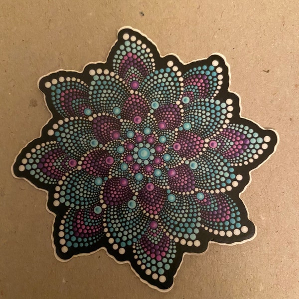 Mandala Vinyl Sticker, Dot Mandala Sticker, Waterproof Vinyl Sticker ...