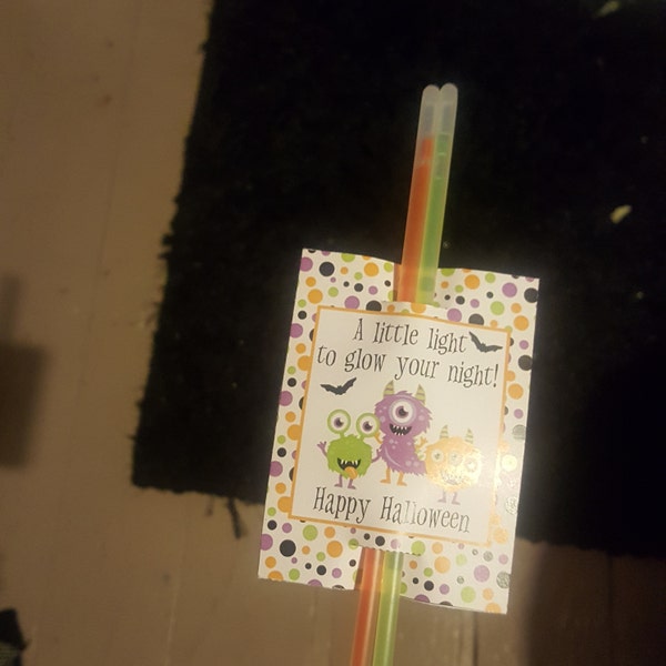 Printable A Little Light to Glow Your Night. Monster Glow Stick Cards ...