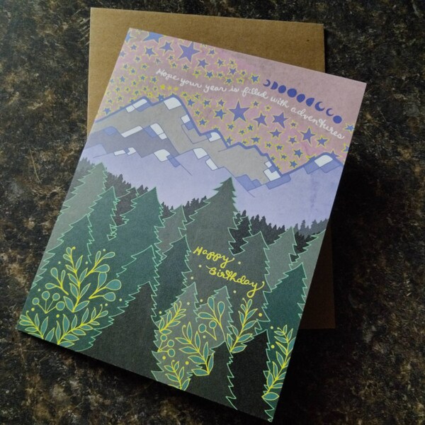 Mountain Birthday Greeting Card - Birthday Card Adventure, Mountains ...