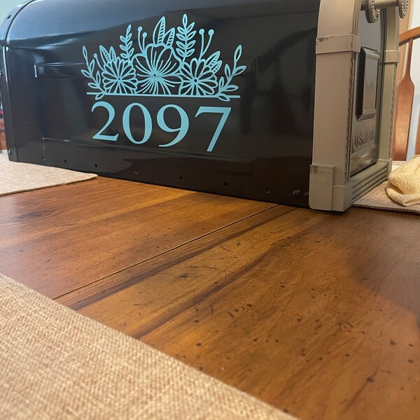 Flower Mailbox Decal, Personalized Mailbox Decal, Mailbox Number Decal ...