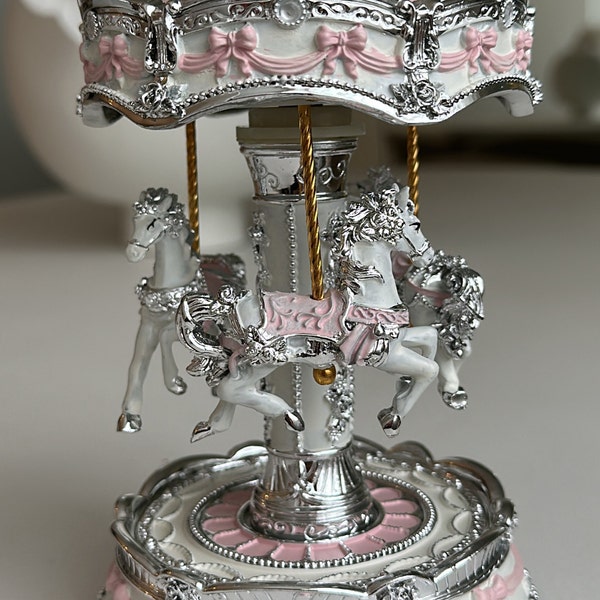 Pink Mirror Musical Carousel Horse Music Carousel Box Nursery Carousel ...