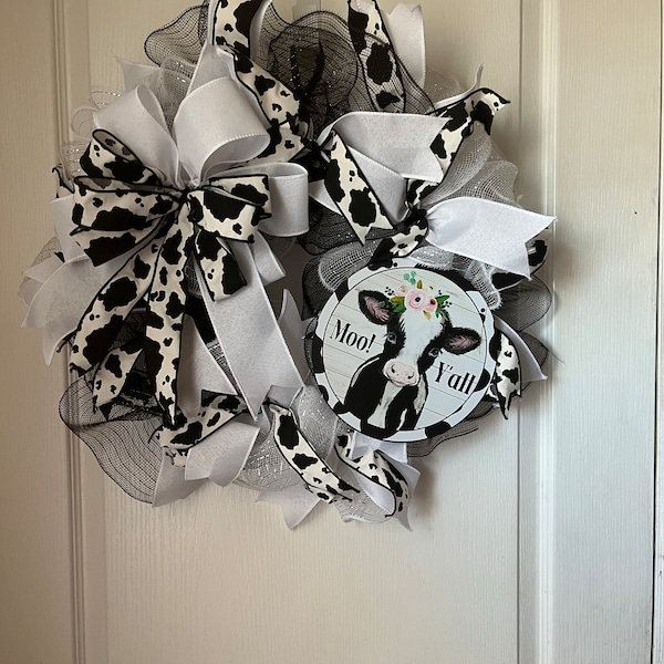 Cow Ribbon, Cow Print Ribbon, Black Ribbon, Farmhouse Ribbon, Wired ...