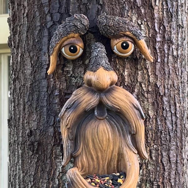 Tree Faces Garden Decor –tree Hugger Bird Feeder– Yard Art– Gift for ...