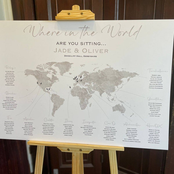 World Map Wedding Table Plan | Where in the World Are You Sitting ...