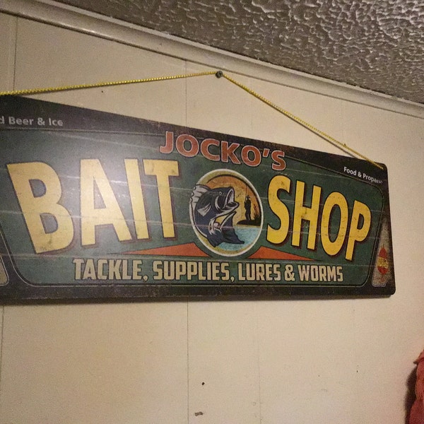 Personalized Bait Shop Sign, Fishing Decor, Vintage Looking Decor, Rod ...
