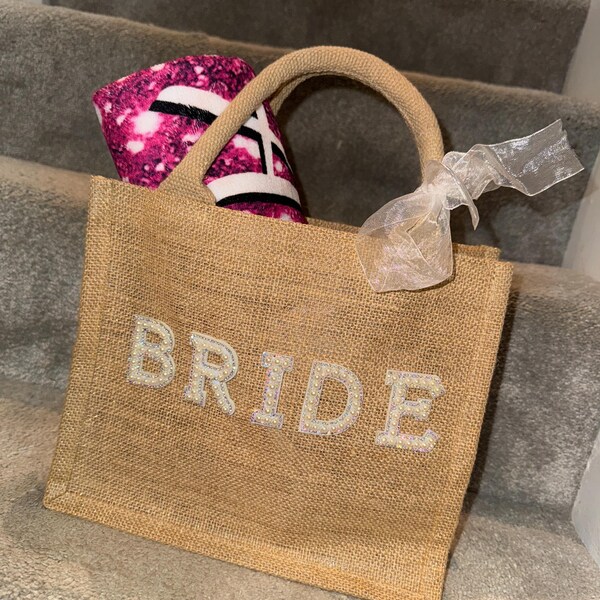 Bride Bag Wedding Jute Bag Beach Bag Hen Party Bag Bridal Bag Wedding ...
