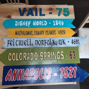 6 Hand Painted Wood Directional Signs Destination Sign Arrow Sign ...