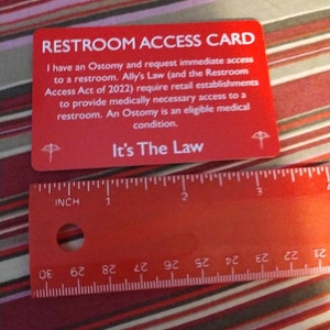 Ostomy & Restroom Access Notification Card Credit Card / Wallet Sized ...