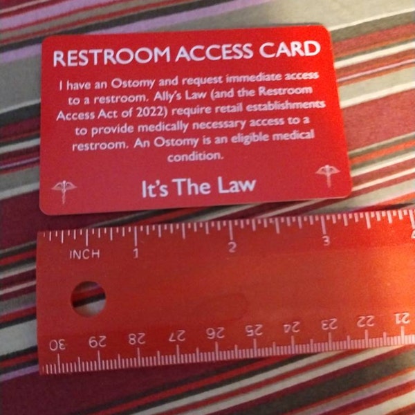 Ostomy & Restroom Access Notification Card - Credit Card / Wallet Sized ...
