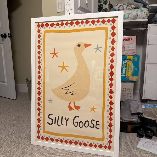 Silly Goose Print, Trendy Wall Art, Apartment Decor, Retro Wall Art ...