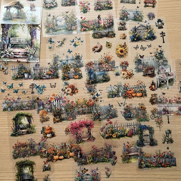 20 Sticker Sheets Garden Flower Fence Stickers, Secret Garden ...