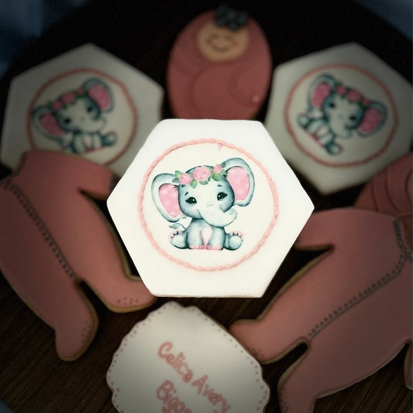 Watercolor Girl Elephant Clip Art, Floral Little Peanut,pink Roses ...