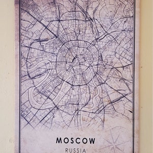 Moscow Vintage Map Print Moscow Map Russia Map Art - Etsy