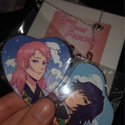 Demon Anime Heart Shaped Buttons - Etsy