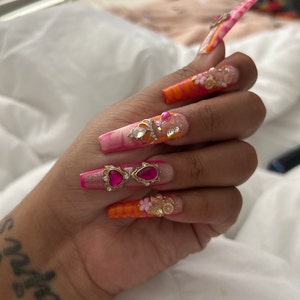 4XL Square Extendo Hot Pink Barbie Inspired Nails Press on Nailsbling ...