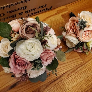 Wedding Bouquet, Dusty Rose Bridal Bouquet, Mauve Wedding Bouquet ...