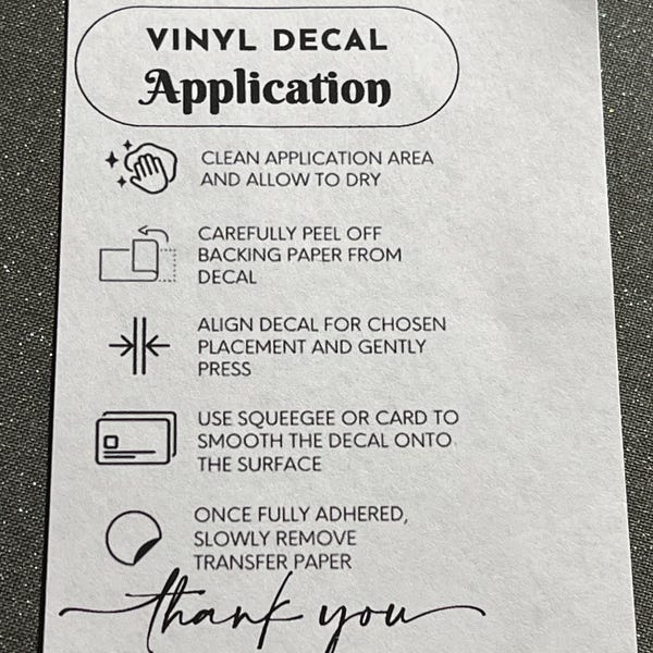 Directions for Printable Decal Placement Card. Decal Application ...