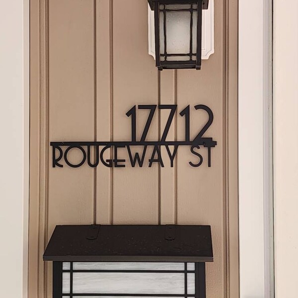 Mid Century Modern Metal House Number Sign Address Sign With Street ...