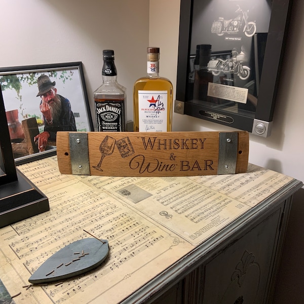 Whiskey and Wine/bourbon and Wine/barrel Stave Signs/laser Engraved ...