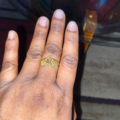 100% Handmade Handwriting Initial Letter Gold Ring Personalized Dainty ...