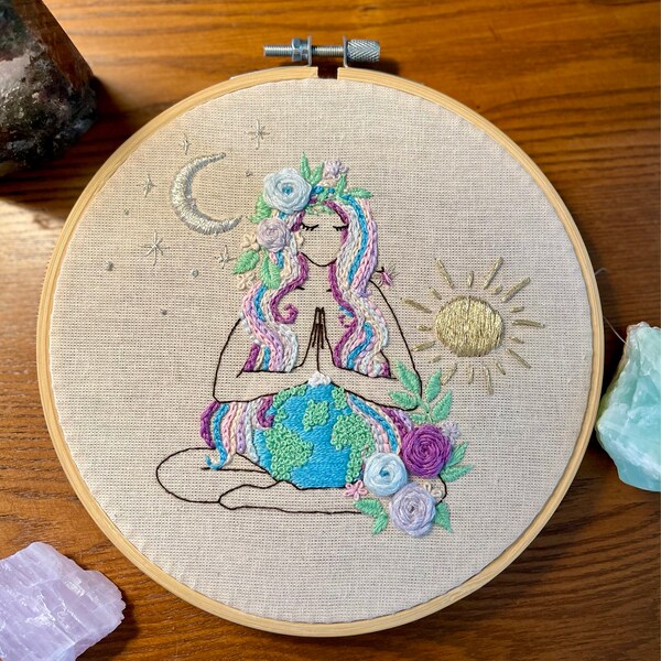 Mother Earth Embroidery Kit: Gaia Goddess, Sun & Moon - Etsy