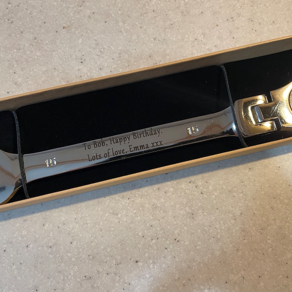 10mm Engraved Business Logo Ratchet Spanner Keyring Quality Gift Idea ...