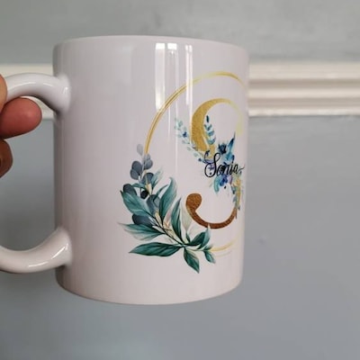 Personalised Mug, Golden Initial Name Cup Gift for Friends, Coffee Mug ...