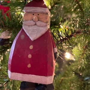 Hand Carved Wooden Folk Art Triangle Santa Claus Figure - Etsy