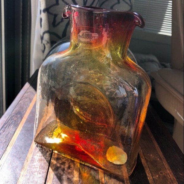 Original Blenko Mini Water Bottle Cobalt Blue or Tangerine - Etsy