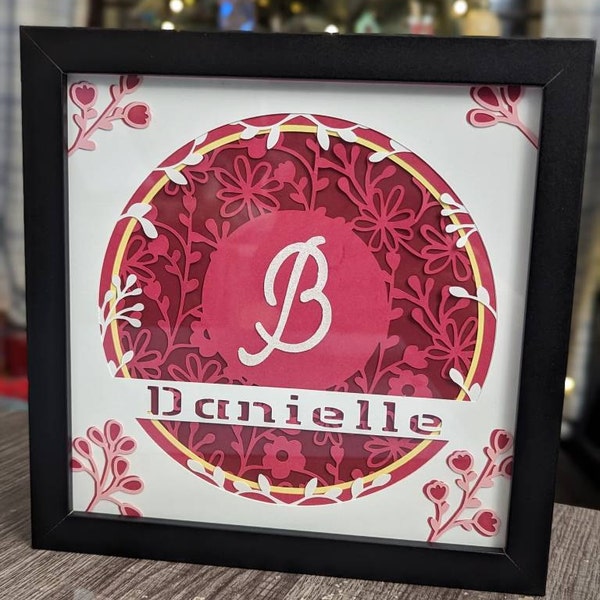 3D Custom Name Shadow Box, Floral SVG, Layered Paper Art, Personalized ...