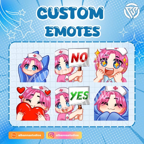 Custom Twitch Emotes, Animated Emotes, Vtuber Emotes, Kick Emotes, Sub ...