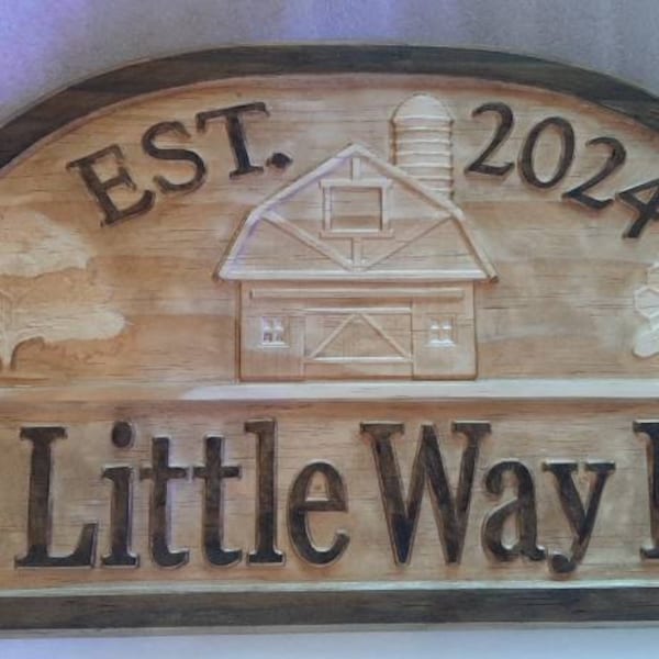 Farm Sign Personalized Established Family Name Sign Carved Wooden Last ...