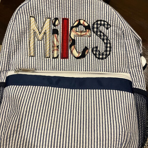 Personalized Seersucker Backpack, Faux Smocked Backpack, Girl Birthday ...