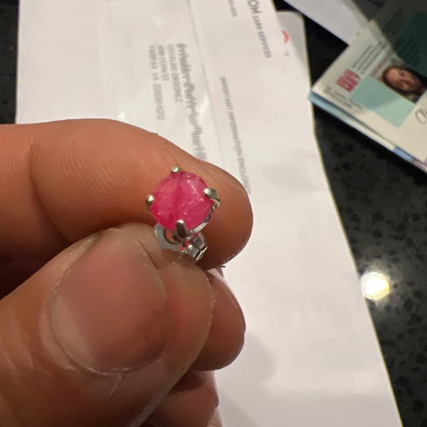 Natural Dark Red Ruby Earring, Deep Red Genuine Ruby Studs, Raw Ruby ...