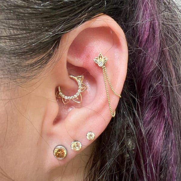 ASTM F136 Titanium Conch Hoop, Four Layer Stacked Conch Earring, Gold ...