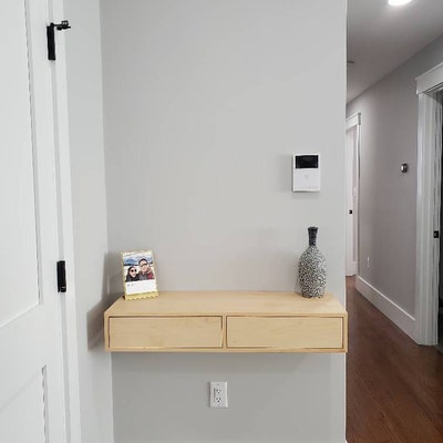 Floating Desk in Solid Maple, Wall Mounted Standing Desk - Etsy