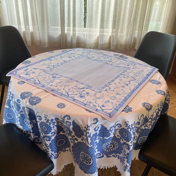 Chinoiserie Mahjong Mat, Blue and White Neoprene Mahjongg Mat, Blue ...