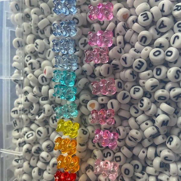 Black & White Kandi Bead Mix, Bracelet DIY, 90s Kawaii Mixed Beads, DIY, BFF, Name Letter Beads ...