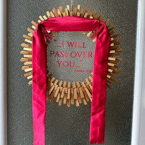 Passover Wreath / Red and Gold / Covered Door / Exodus - Clothespin ...