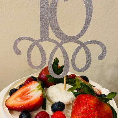 Glitter 10 Ten Cake Topper 10th Birthday 10 Year - Etsy