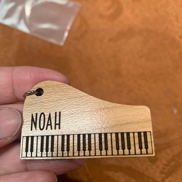 Personalized Piano Keychain With Name, Engraved Wood, Custom Keyring ...