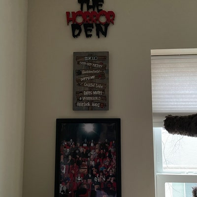 The Horror Den Wall Sign Door Sign Shelf Art, Movie Room Display Gift ...