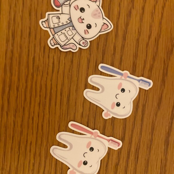 Tooth With Toothbrush Sticker | Brush Your Teeth Sticker | Cute Dental ...