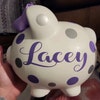 Personalized 9large Piggy Bank Light Pink and Glitter Silver Polka Dot ...