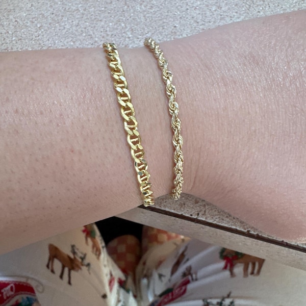 10K Real SOLID Gold Cuban Curb Link Chain, 2mm-5.8mm SOLID Cuban Curb ...